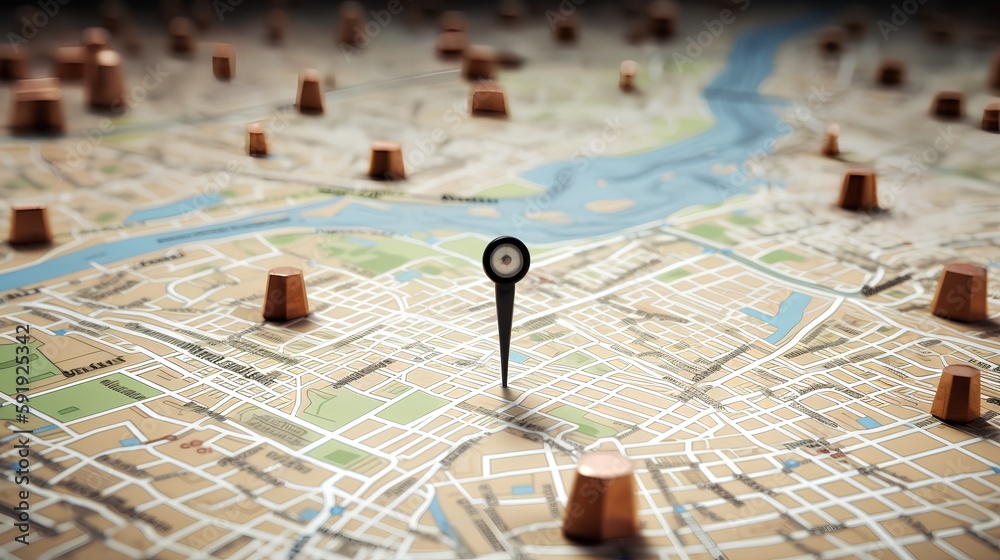 Geofencing and location based marketing concept illustration. With GPS ...