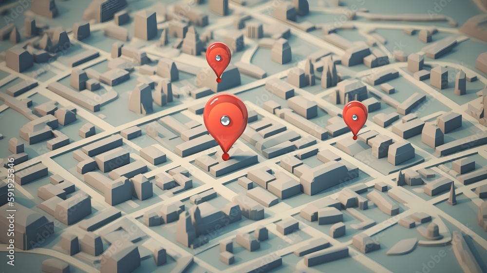 Geofencing and location based marketing concept illustration. With GPS ...