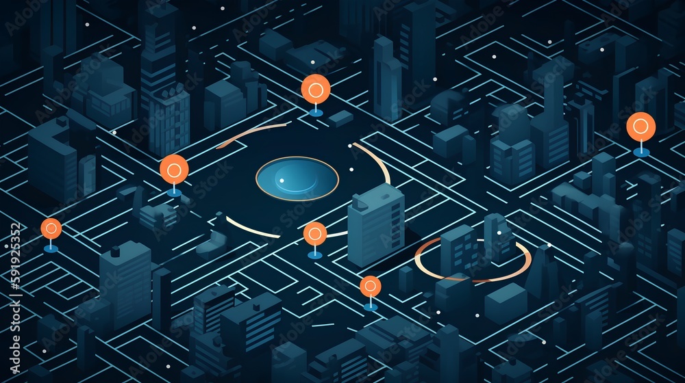 Geofencing and location based marketing concept illustration. With GPS ...