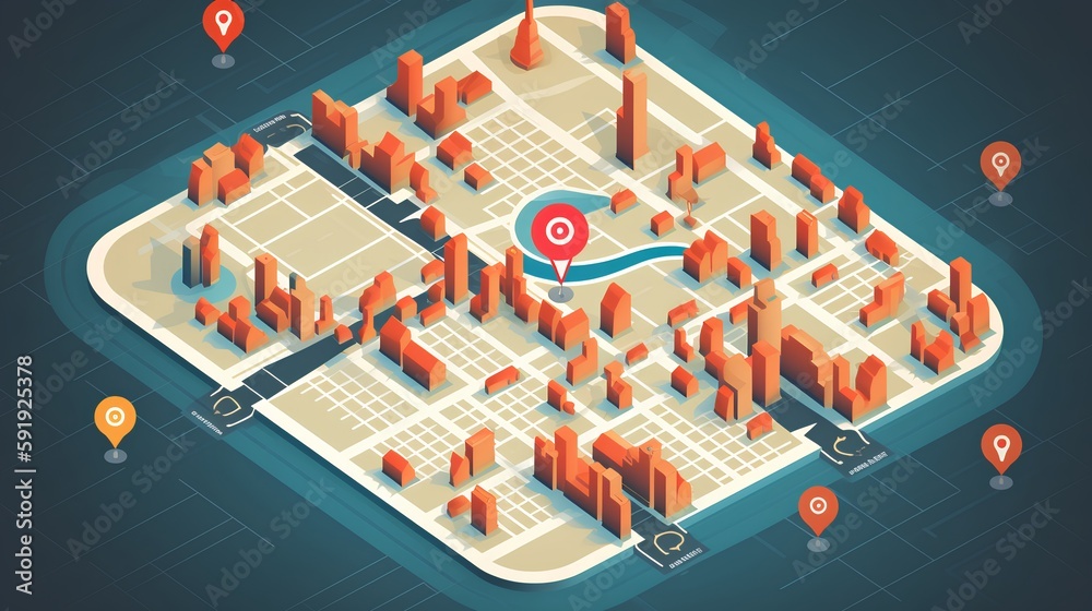 Illustrazione Stock Geofencing and location based marketing concept ...