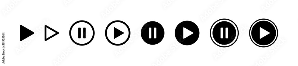 Play, pause button icon set. Media player icons Stock Illustration ...
