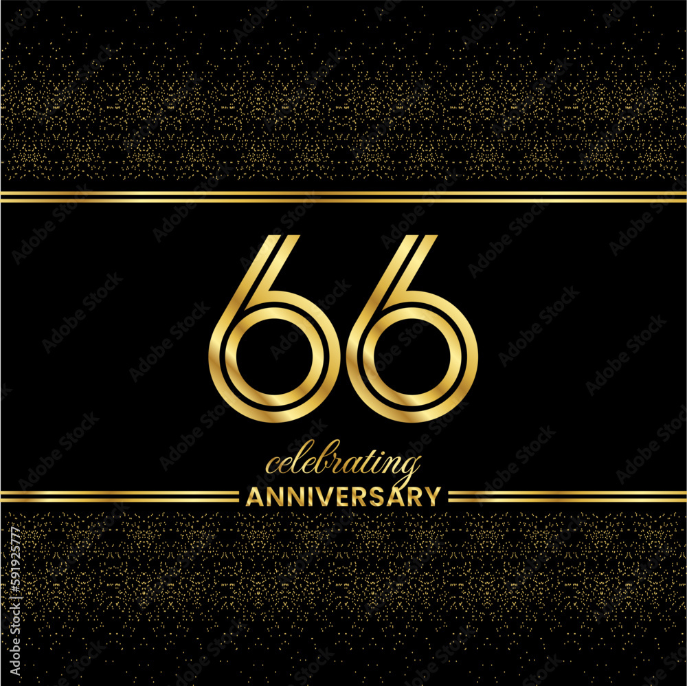 Vetor de 66 Golden Double Line Number. Anniversary invitation cover ...