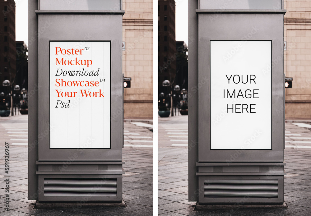 Poster on Street Mockup Stock Template | Adobe Stock