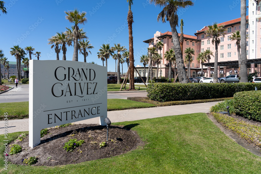 Galveston, TX, USA - March 12, 2022: Grand Galvez hotel in Galveston ...