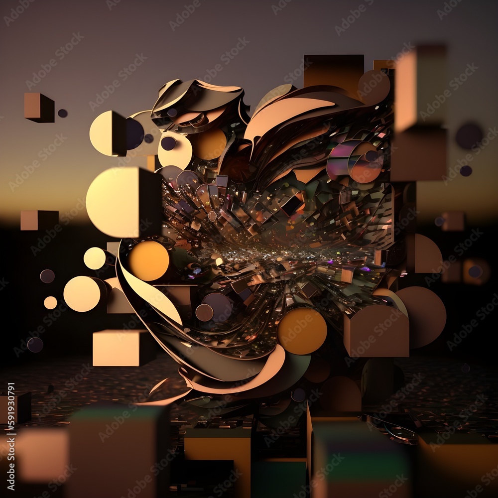 expressionism bronzepunks floating glowing bokeh debris and repetitive ...