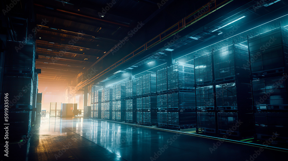 Automated warehouses equipped with advanced robotics technology and ...