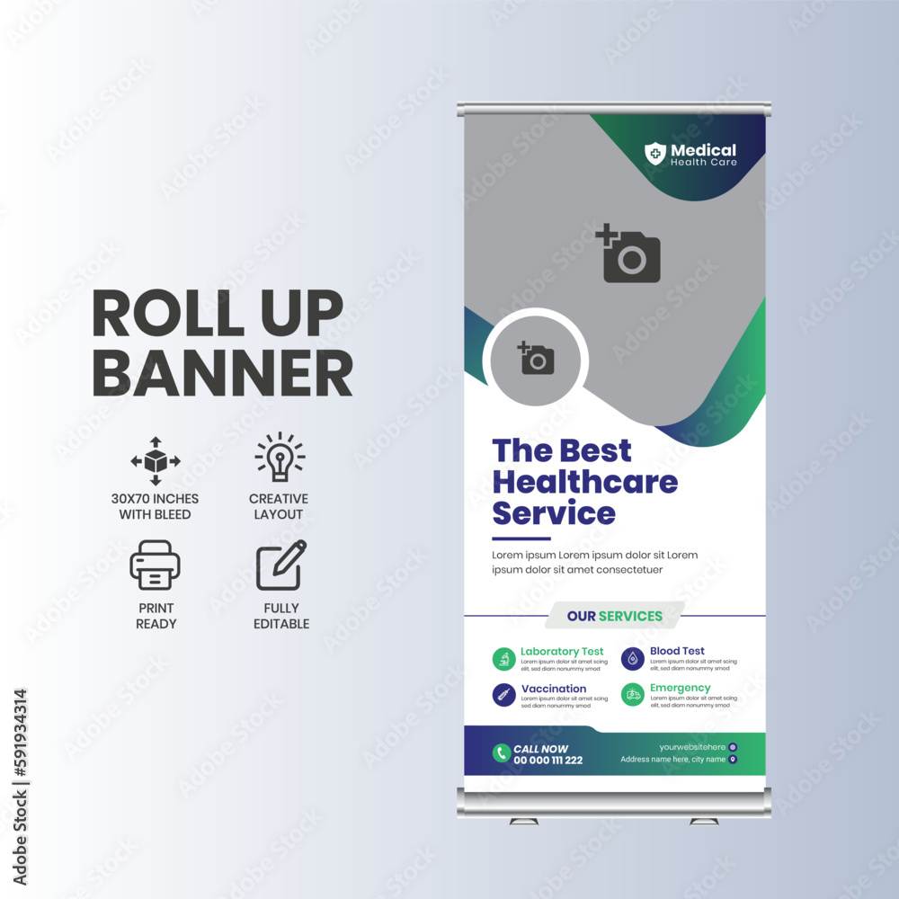 medical roll-up banner hospital health doctor promotion signage x stand ...