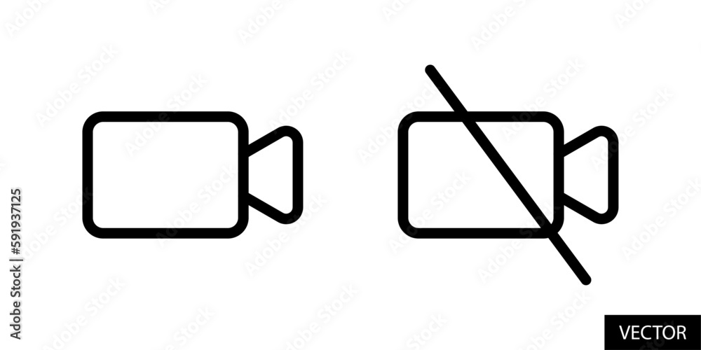 Vetor de Video camera, turn on and off video call, no filming ...