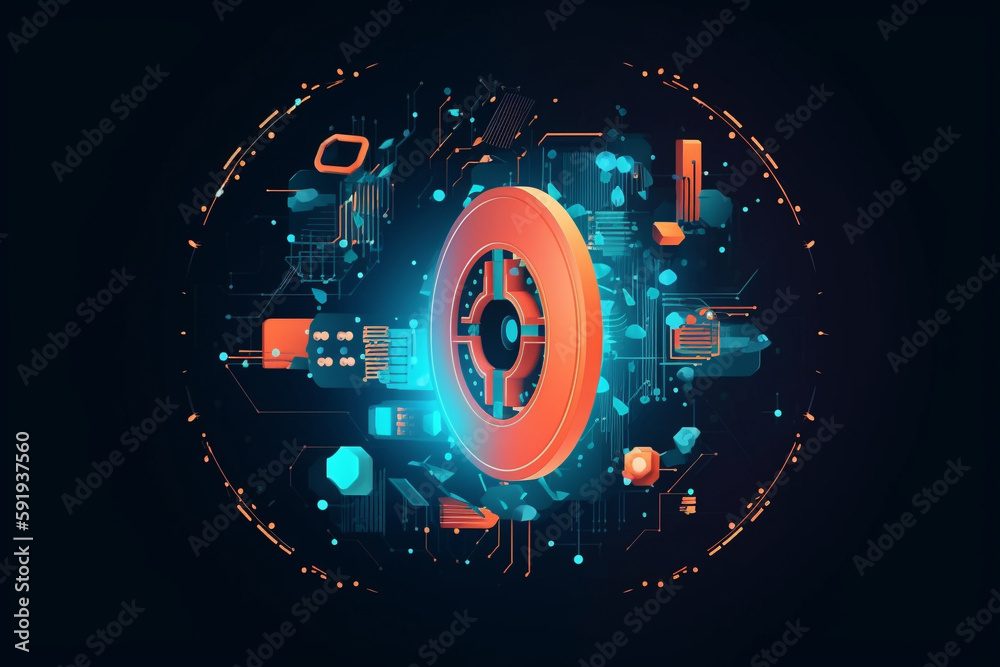 Security background design featuring orange and blue locker in a ...