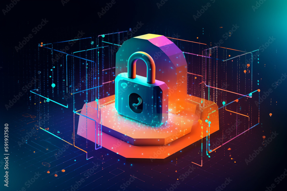 Ilustrace „Security background design featuring orange and blue locker ...