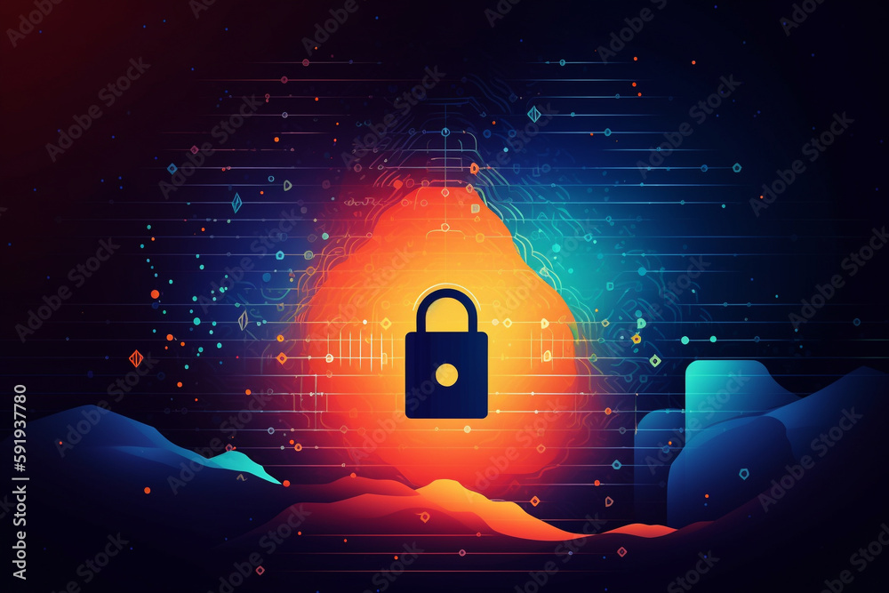 Security background design featuring orange and blue locker in a ...