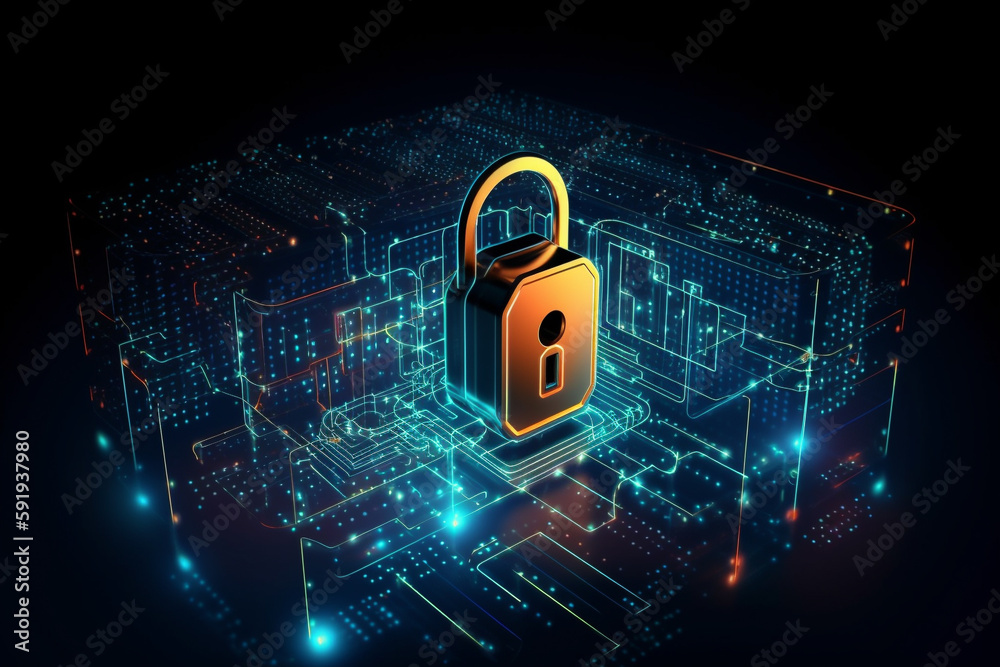 Security background design featuring orange and blue locker in a ...