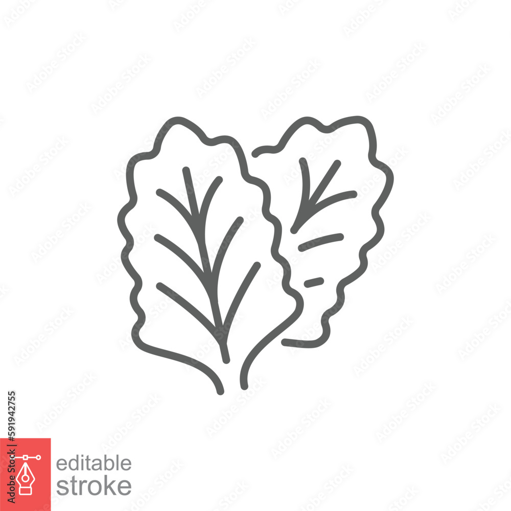 Lettuce vegetable icon. Simple outline style. Salad sign, green ...
