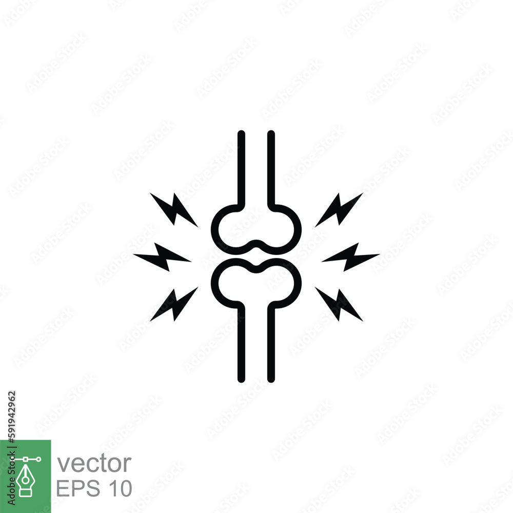 Joint pain line icon. Simple outline style. Bone, injury, illness ...