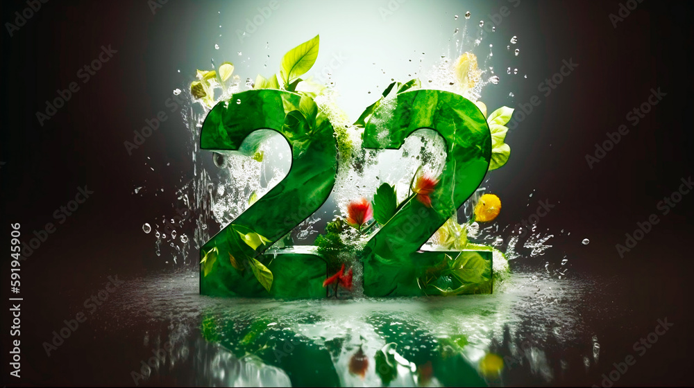 Earth day concept with number 22, World environment day. Generative Ai ...