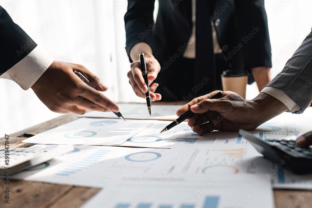 Business People Analyzing Statistics Financial Analysis Data Chart ...