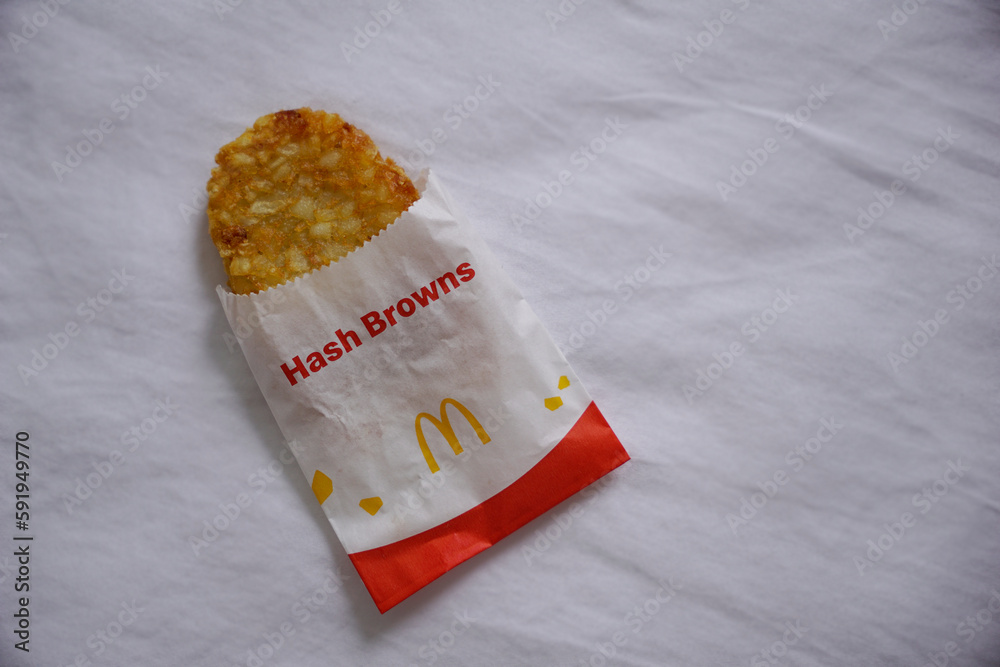 Crispy McDonald's hash brown in white background in Ho Chi Minh City ...