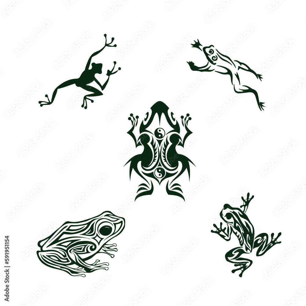 Polynesian style tribal frog and toad tattoo, vector image in EPS ...