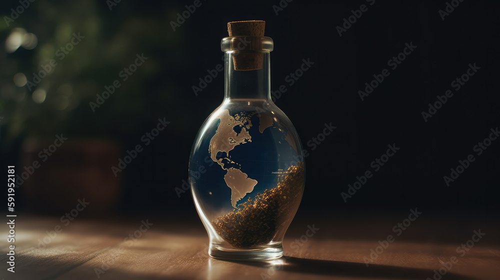 Earth planet in a glass bottle as a symbol for climate change ...