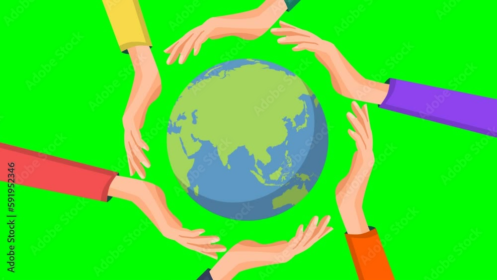 Animation of hand protect the earth. Animation for template greetings ...