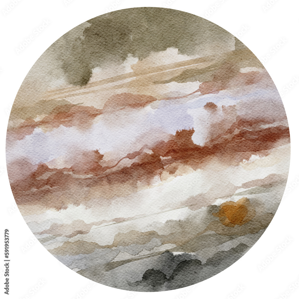 Planet space watercolor poster wall art print clipart zodiac stone ...