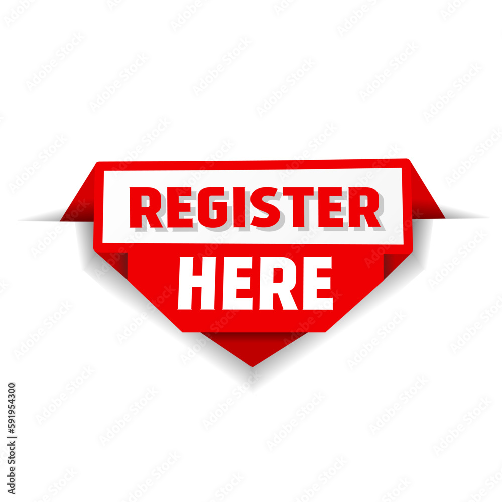 Register here banner modern style. Web element. Vector illustration ...