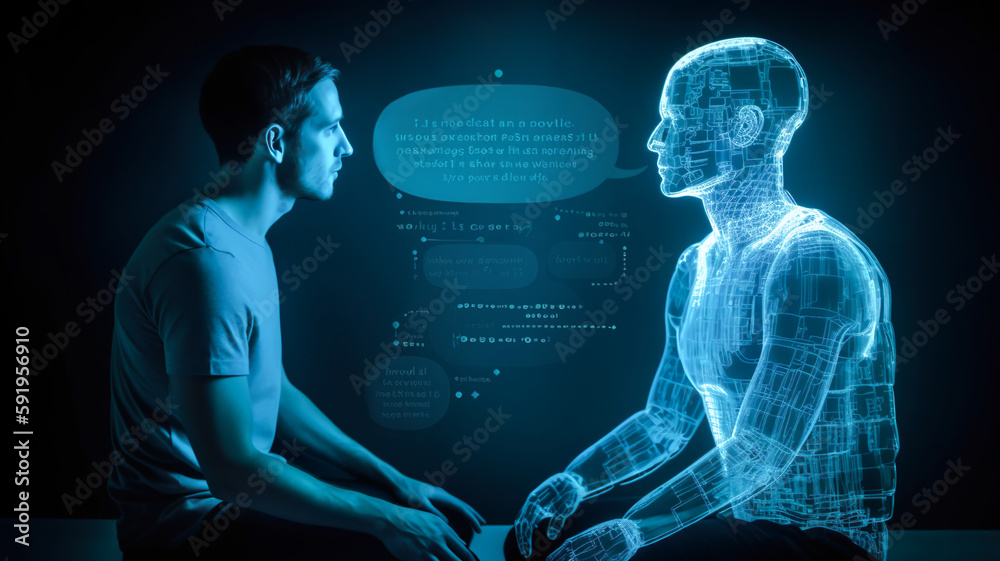 Machine learning reaction and ai artificial intelligence.Chat bot ...