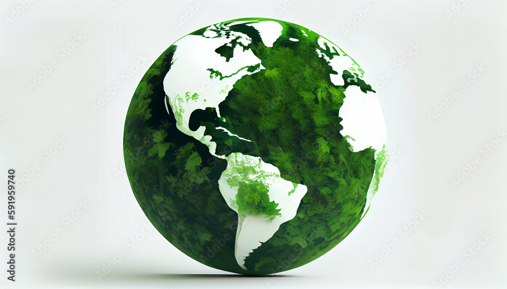 Illustration of the green planet earth on a white background . Earth ...