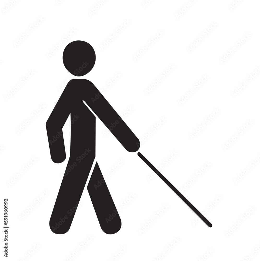 Icono de hombre ciego con bastón. Vector Stock Vector | Adobe Stock