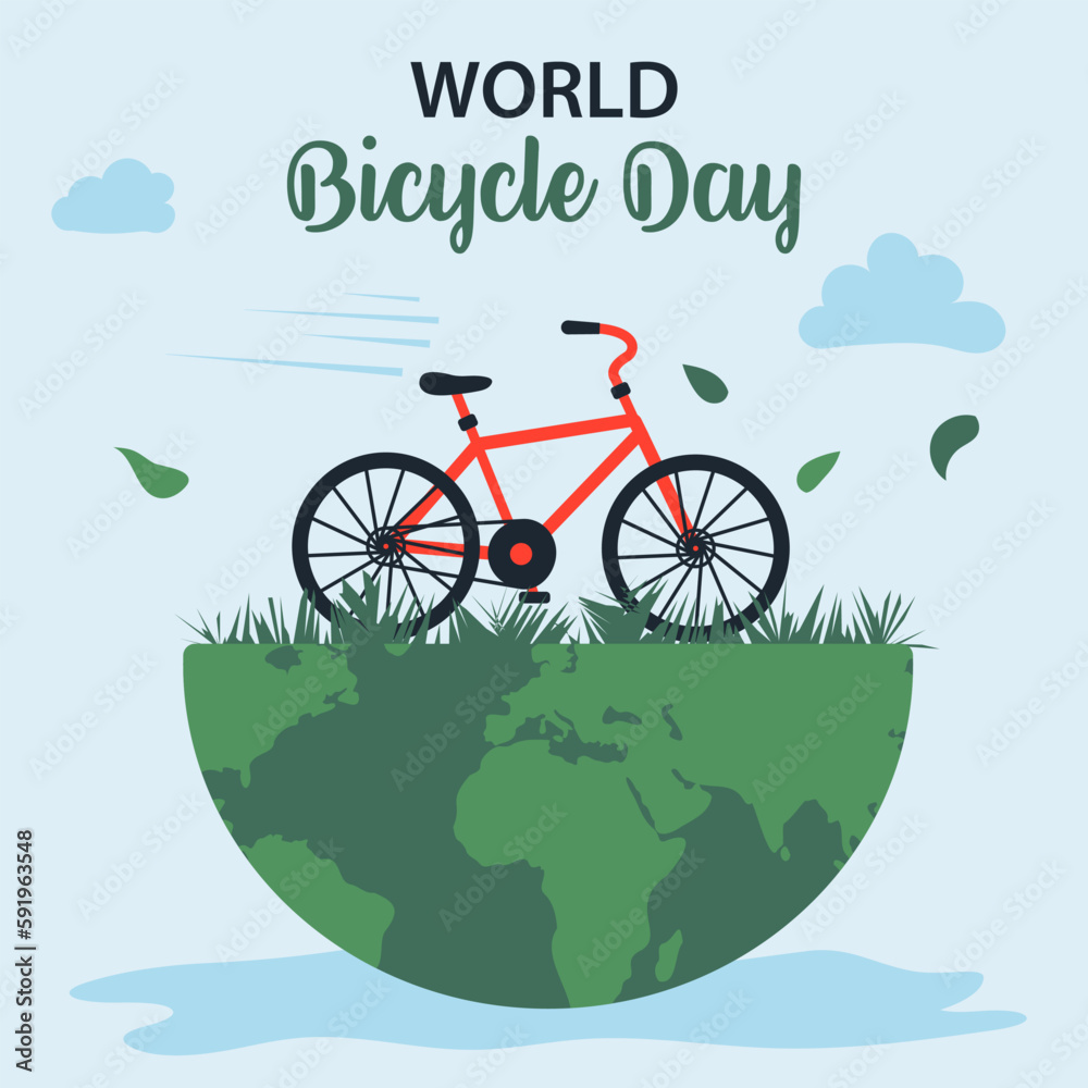 World Cycle Day Illustration With Nature and World Map Creative Concept ...