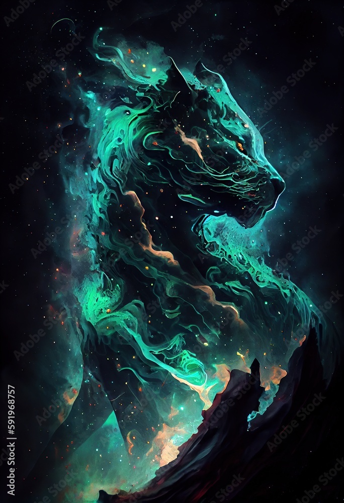 Generative AI illustration of the celestial beast made of a magical ...