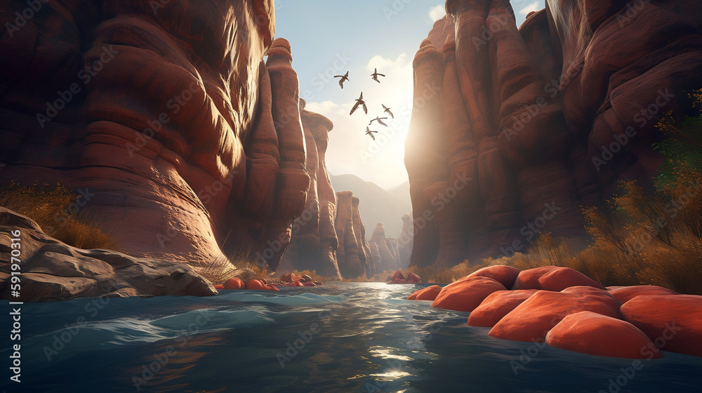 A canyon with rock formations that resemble giant hands reaching ...