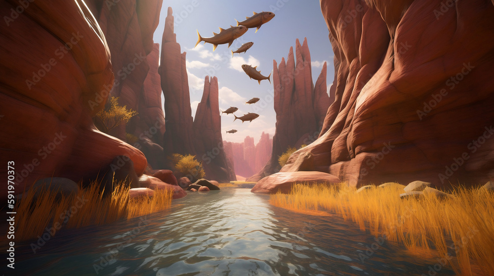 A canyon with rock formations that resemble giant hands reaching ...