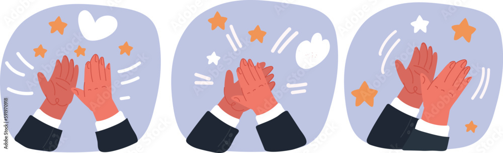 Vector illustration of Human hands clapping. People crowd applaud to ...