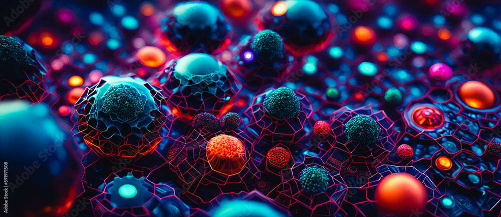 Colorful and fantastic shapes depicting a modern form of computer virus ...