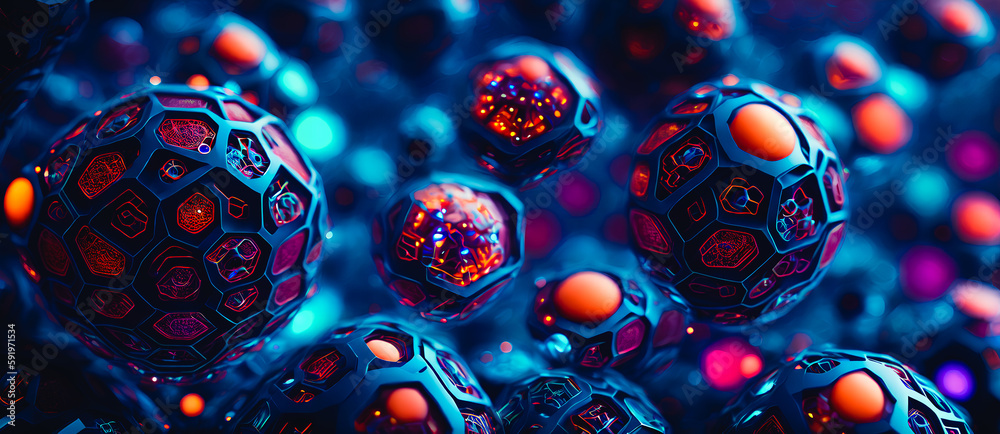 Colorful and fantastic shapes depicting a modern form of computer virus ...