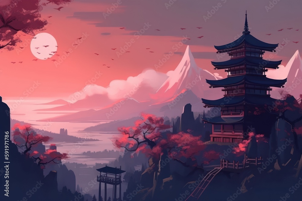 Japan Style Wallpaper Background Stock Illustration | Adobe Stock