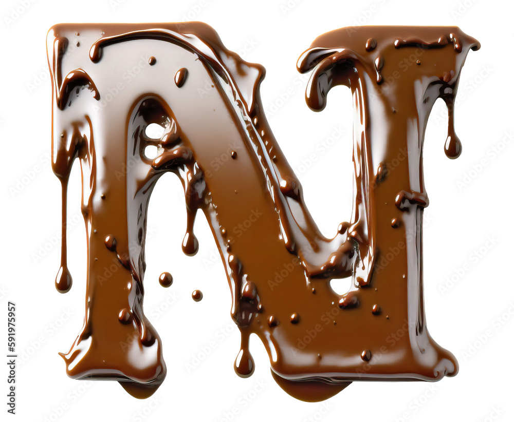 Letter N made with melted chocolate cutout. Generative AI realistic ...