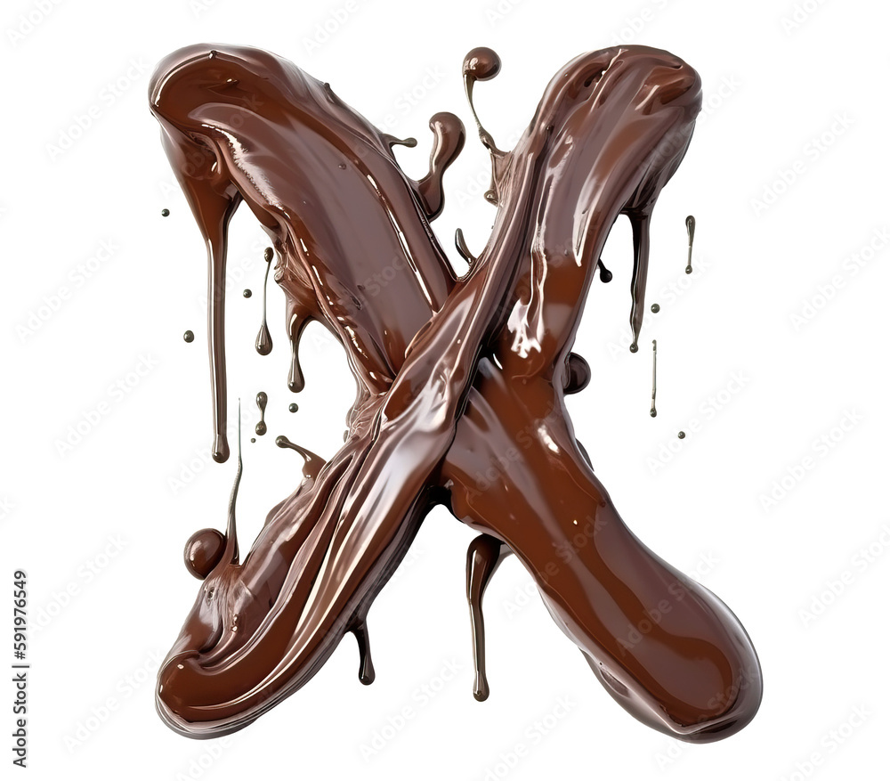 Letter X made with melted chocolate cutout, top view. Generative AI ...
