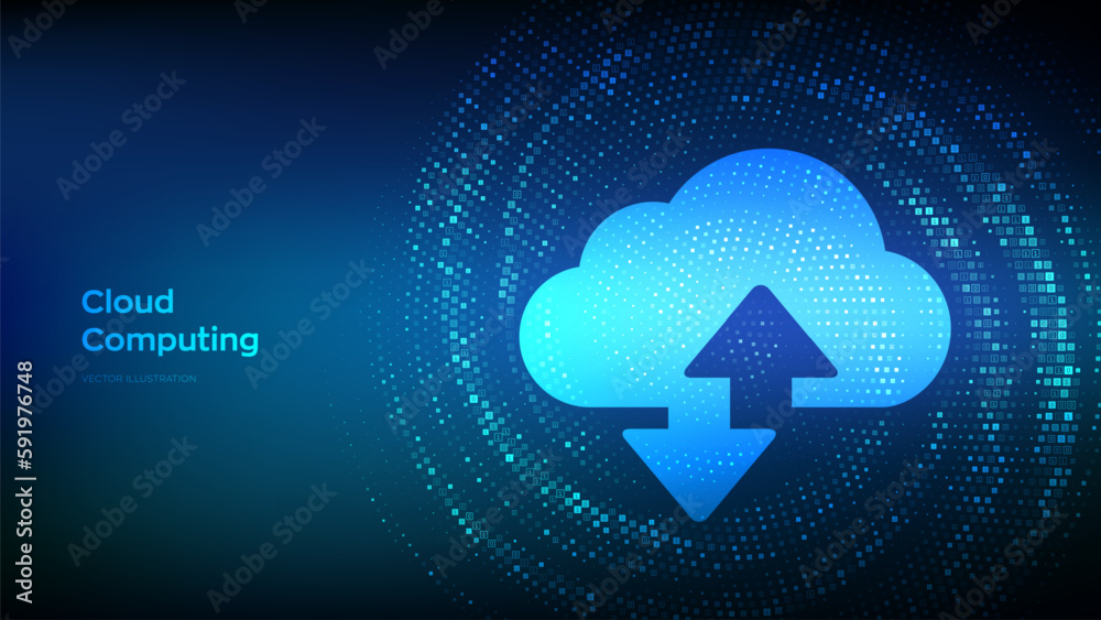 Cloud technology background. Cloud computing. Cloud storage sign with ...