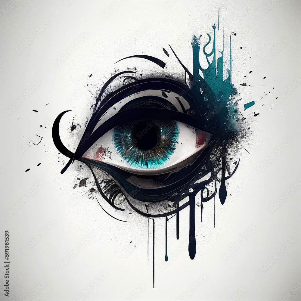 Minimal Arabic Calligraphy Eye Symbolism Graffiti - Generative AI Stock ...
