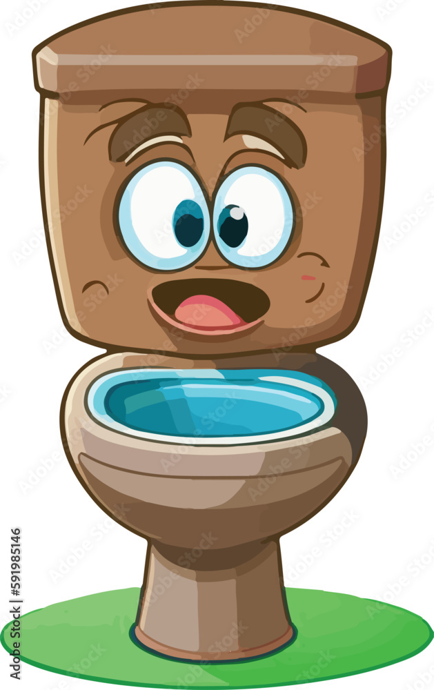 Cartoon toilet multicolor vector illustration isolated on white ...