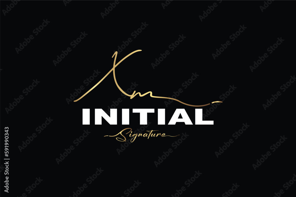 Vetor de Initial X and M Logo Design in Elegant Gold Handwriting Style ...