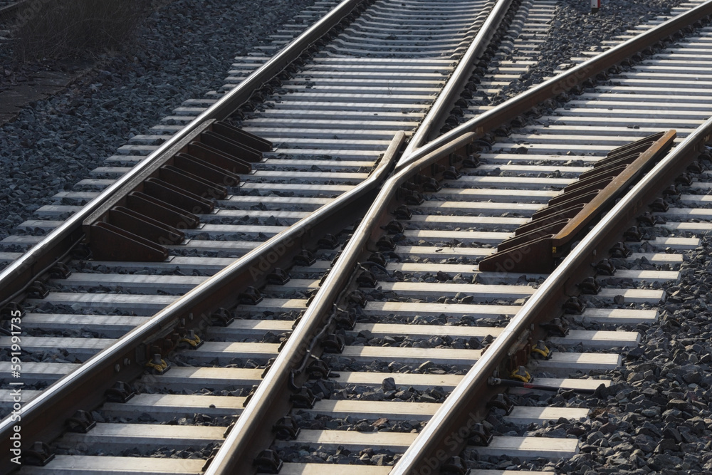 Weiche mit Betonschwellen - Deutschland, Europa Stock Photo | Adobe Stock