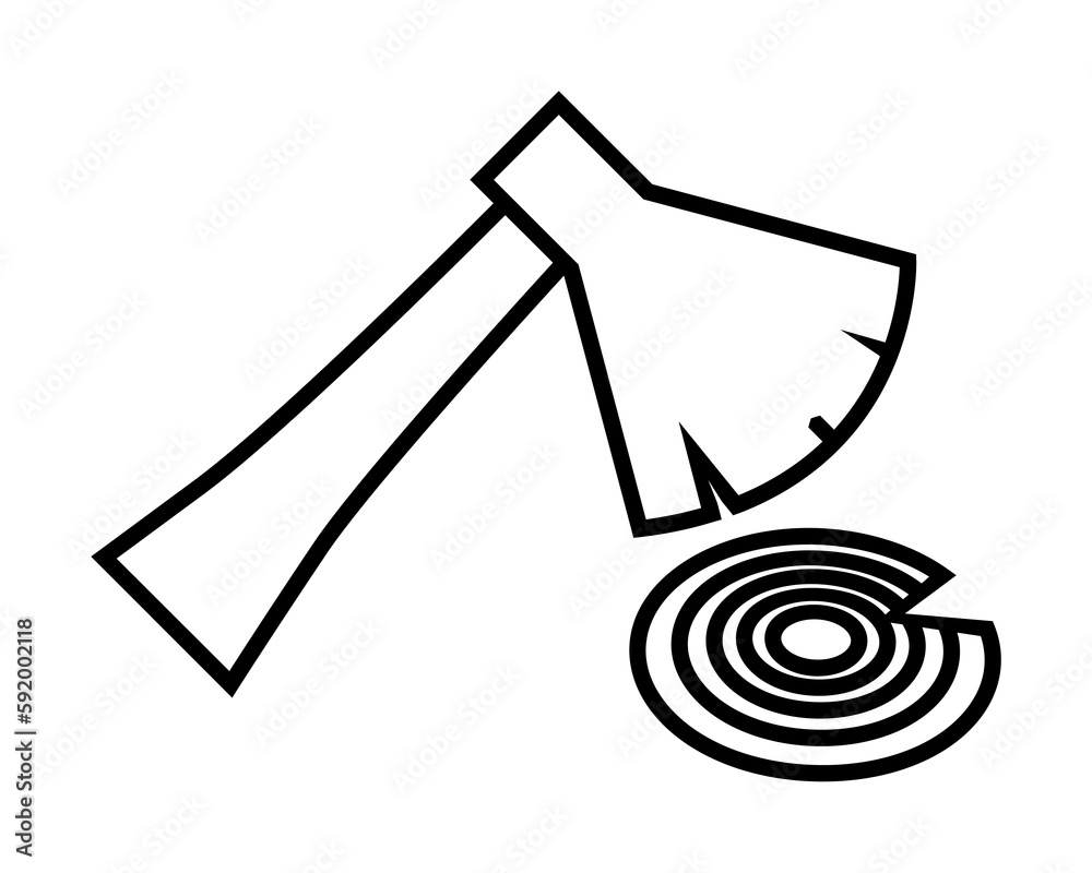 ax and log outline icon illustration on transparent background Stock ...