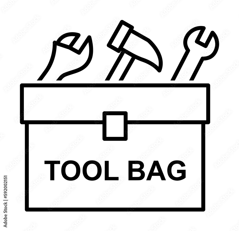 tool bag outline icon illustration on transparent background Stock ...