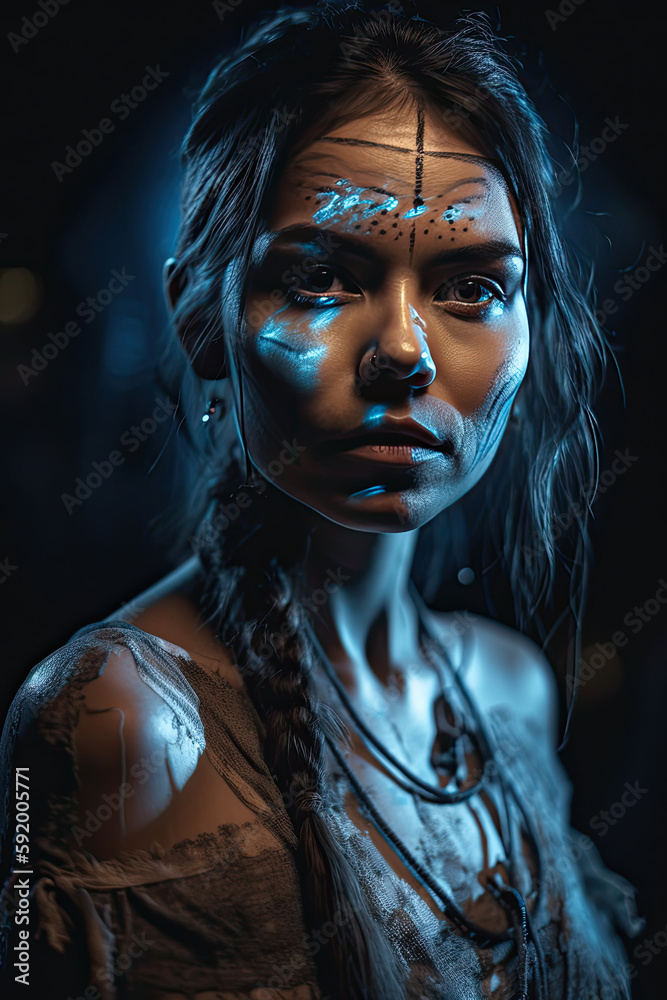 Moonlit Enchantment: Native American Woman Embracing Shape Shifting and ...