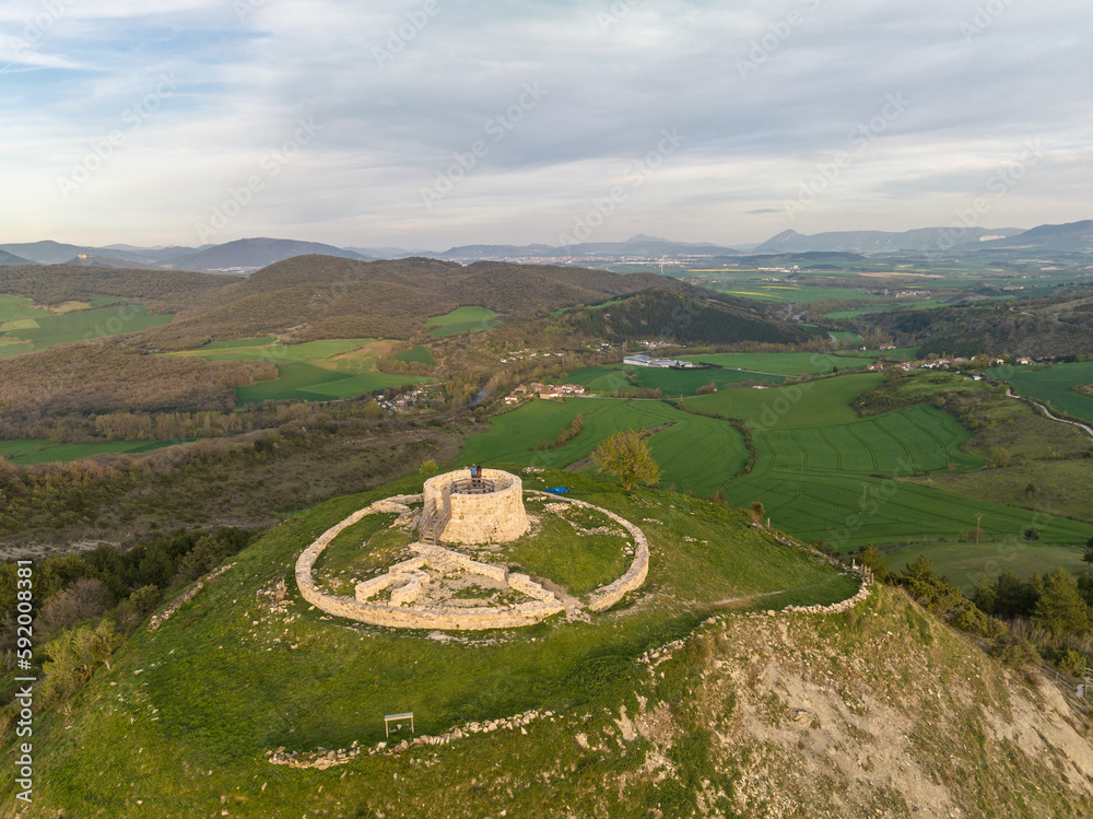 Remains of medieval castle. Ollo Valley. Garaño, Kingdom of Navarre ...