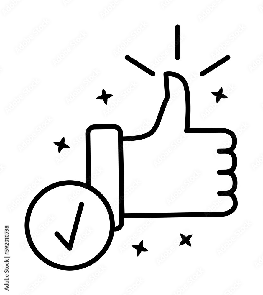 Acknowledgement hand like icon illustration on transparent background ...