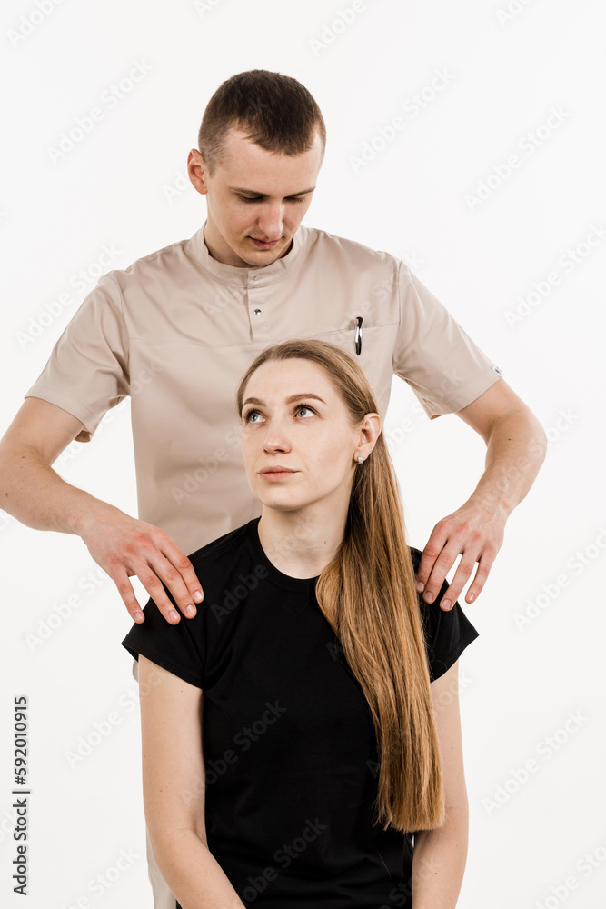 Movement assessment or joint mobilization. Orthopedic traumatologist ...